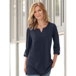 Longshirt Classic Basics "Longshirt", Damen, Gr. 38, blau (marine), 100% Baumwolle, unifarben, Rundhals, Shirts Longshirt