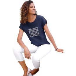 CR&Eacute;ATION L Damen Shirt mit platziertem Druckmuster marine-ecru-bedruckt Gr&ouml;&szlig;e 42