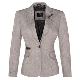 Hellgrauer Tweed-Blazer im Fischgr&auml;tmuster der 1920er-Jahre f&uuml;r Damen