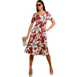 CR&Eacute;ATION L Damen Jerseykleid mit floralem Druck rot-champagner-bedruckt Gr&ouml;&szlig;e 38