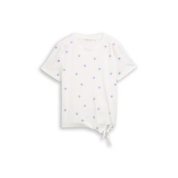 Tom Tailor Denim Damen T-Shirt mit Stickereien, wei&szlig;, Gemustert, Gr. XXL