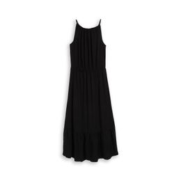 Tom Tailor Damen Maxi-Kleid aus Viskose, schwarz, Uni, Gr. 38