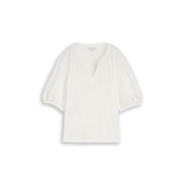 Tom Tailor Damen Blusenshirt mit Spitzendetails, wei&szlig;, Uni, Gr. XXL