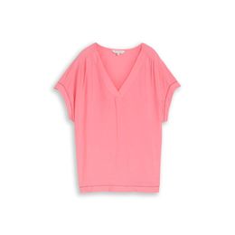 Tom Tailor Damen Loose Fit Bluse mit V-Ausschnitt, rosa, Uni, Gr. 36