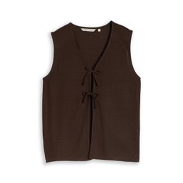 Tom Tailor Denim Damen Top mit Schleifen-Details, braun, Uni, Gr. XL