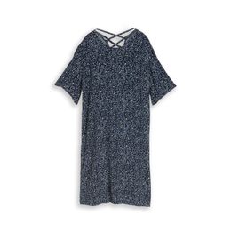 Tom Tailor Damen Loose Fit Kleid mit Cut-Out-Detail, blau, Gemustert, Gr. 36
