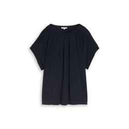 Tom Tailor Damen T-Shirt mit Raffungen, blau, Uni, Gr. XL