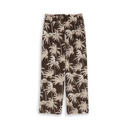 Tom Tailor Denim Damen Crinkle Culotte Hose, braun, Gemustert, Gr. XL