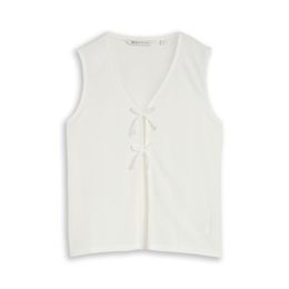 Tom Tailor Denim Damen Top mit Schleifen-Details, wei&szlig;, Uni, Gr. XXL