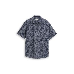 Tom Tailor Herren Regular Fit Kurzarmhemd mit Muster, blau, Gemustert, Gr. XXL