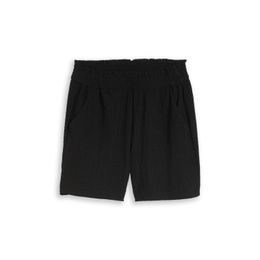 Tom Tailor Denim Damen Crinkle Relaxed Fit Shorts, schwarz, Uni, Gr. XL