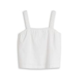 Tom Tailor M&auml;dchen Cropped Top mit Stickerei, wei&szlig;, Uni, Gr. 140