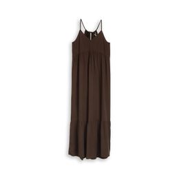 Tom Tailor Denim Damen Maxi-Kleid mit Volants, braun, Uni, Gr. XL