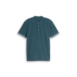 Tom Tailor Denim Herren Piqu&eacute; Poloshirt mit Stehkragen, gr&uuml;n, Uni, Gr. XXL