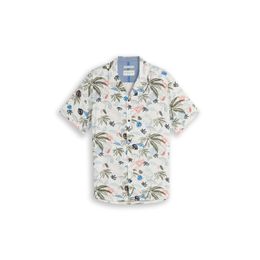 Tom Tailor Herren Regular Fit Resort Kurzarmhemd aus Viskose, wei&szlig;, Gemustert, Gr. XXL