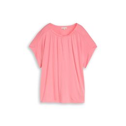 Tom Tailor Damen T-Shirt mit Raffungen, rosa, Uni, Gr. XL