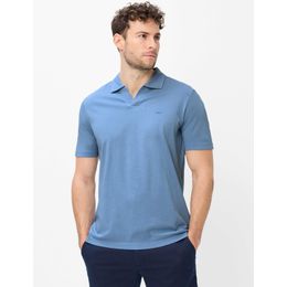 Poloshirt Brax "Style PAZ", Herren, Gr. L (52), blau, 80% Baumwolle, 20% Leinen, Shirts