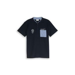 Tom Tailor Herren Poloshirt mit Brusttasche, blau, Uni, Gr. XXL