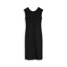 Tom Tailor Denim Damen Fitted Jacquard Midi-Kleid, schwarz, Uni, Gr. L