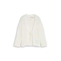 Tom Tailor Damen Cardigan mit Schleifendetail, wei&szlig;, Uni, Gr. XXL