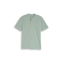 Tom Tailor Denim Herren Piqu&eacute; Poloshirt mit Stehkragen, gr&uuml;n, Uni, Gr. XXL