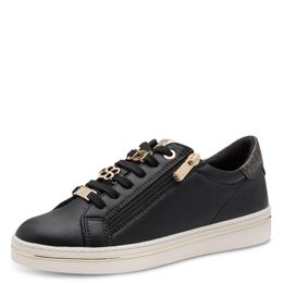 Plateausneaker Marco Tozzi, Herren, Gr. 40, schwarz kombiniert, Lederimitat, Schuhe Plateausneaker, Freizeitschuh, Halbschuh, Schn&uuml;rschuh mit Logoschriftzug