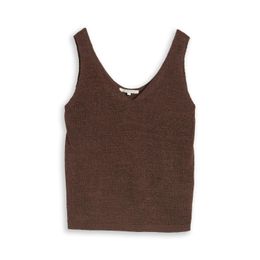 Tom Tailor Denim Damen Relaxed Fit Stricktop mit V-Ausschnitt, braun, Uni, Gr. M