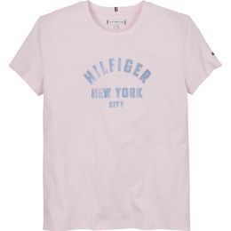 T-Shirt Tommy Hilfiger "HILFIGER GRAPHIC T-SHIRT", M&auml;dchen, Gr. 12 (152), rosa (light pink), Single Jersey, Obermaterial: 100% Baumwolle, unifarben, regular fit h&uuml;ftbedeckend, Rundhals, Shirts T-Shirt, f&uuml;r Kinder bis 16 Jahre, mit gro&szlig;em Druck
