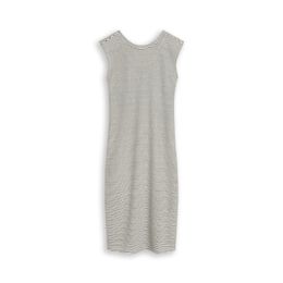 Tom Tailor Denim Damen Fitted Jacquard Midi-Kleid, wei&szlig;, Gestreift, Gr. XXL