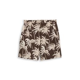 Tom Tailor Denim Damen Crinkle Relaxed Fit Shorts, braun, Gemustert, Gr. S