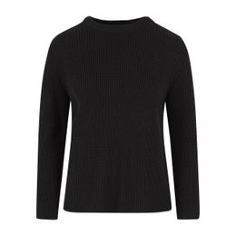 Rundhalspullover Urban Classics "Urban Classics Damen Ladies Rib Knit Sweater", Damen, Gr. S, schwarz, 50% Polyacryl, 50% Baumwolle, unifarben, loose fit, Rundhals, Pullover Rundhalspullover