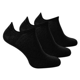 Steven - 3 Paare Multipack Herren Merinowolle unsichtbare Socken - Schwarz