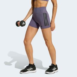 Shorts adidas Performance "OPTIME 3-STREIFEN KURZE LEGGINGS", Damen, Gr. L, L&auml;nge 5, preloved violet, innenbeinl&auml;nge ca. 13 cm, Obermaterial: 77% Polyester, 23% Elasthan, Hosen Shorts, sportlicher Stil, f&uuml;r Sport, mit Elasthan, leichtes Material