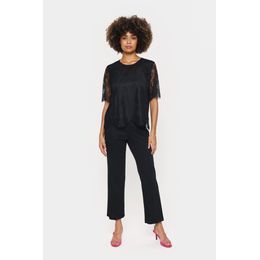 Saint Tropez Kurzarm-Bluse Gerade Passform black