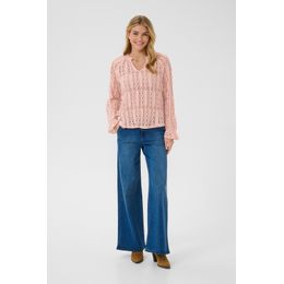 Cream Langarm-Bluse Straight fit Sepia Rose