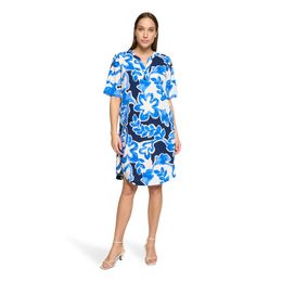 BETTY & CO Hemdblusenkleid BETTY & CO "Damen mit Print", Damen, Gr. 42, Normalgr&ouml;&szlig;en, wei&szlig;, dunkelblau, Obermaterial: 50% Baumwolle, 50% Viskose, l&auml;ssig geschnitten lang, Rundhals, Kleider