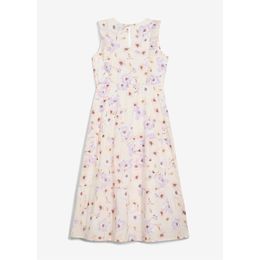 bonprix Maxikleid aus reiner Baumwolle, beige, Gr.146, Sommerliches Maxikleid mit Volant-Details: Allover-Print, Rundhalsausschnitt, elastische Taille, gef&uuml;tterter Rock &ndash; luftig-leichter Tragekomfort!, aus 100% Baumwolle