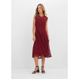 bonprix Ausgestelltes Spitzenkleid, rot, Gr.36/38 (S), Mit sehr kurzen &Auml;rmeln