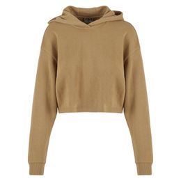 Kapuzenpullover Urban Classics "Urban Classics Damen Ladies Oversized Cropped Light Terry Hoodie", Damen, Gr. XS, unionbeige, 35% Baumwolle, 35% Baumwolle (Bio), 30% Polyester, unifarben, normal, ohne Ausschnitt, Pullover Kapuzenpullover