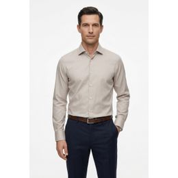Businesshemd BOSS "HANK", Herren, Gr. 42, N-Gr, schwarz beige252, Web, Obermaterial: 92% Polyamid, 8% Elasthan, unifarben, slim fit normal, Rundhals, 2-Knopf-Manschette mit Schlitz, Hemden, Slim-Fit, aus funktionalem Stretch-Twill, Kentkragen