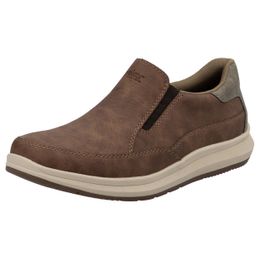 Slipper Rieker, Herren, Gr. 40, braun (braun, taupe), Lederimitat, Basic, Schuhe Slipper, Slip-on-Sneaker, Halbschuh, Loafer, Freizeitschuh mit Gummizug