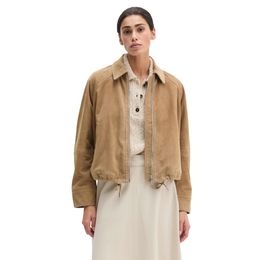 Marc O'Polo Lederjacke MARC O'POLO "aus weichem Ziegen-Veloursleder", Damen, Gr. 36, earthy taupe, Obermaterial: 100% Leder (Ziege); Futter: 100% Baumwolle, unifarben, loose fit, Jacken