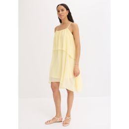 bonprix Vokuhila-Kleid aus Chiffon, gelb, Gr.42, Mit verstellbaren Tr&auml;gern