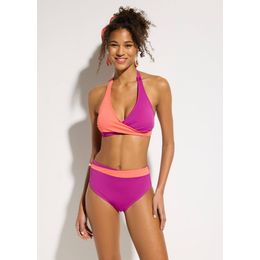 bonprix Neckholder-Bikini in Wickeloptik (2-tlg.Set), lila, Gr.42, Neckholder-Bikini in Wickeloptik