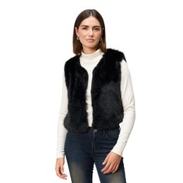 Jackenblazer Zero "Damen in Felloptik", Damen, Gr. L, schwarz beauty, Obermaterial: 100% Polyester; F&uuml;llung:, unifarben, figurbetont h&uuml;ftlang, V-Ausschnitt, Blazer, Plain/ohne Details