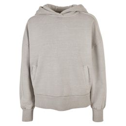 Kapuzensweatshirt Urban Classics "Urban Classics Damen Ladies Heavy Terry Garment Dye Hoody", Damen, Gr. L, warmgrau, 100% Baumwolle, Sweatshirts