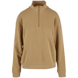Windbreaker Urban Classics "Urban Classics Ladies Light Terry Troyer", Damen, Gr. XS, unionbeige, 70% Baumwolle, 30% Polyester, unifarben, normal, ohne Ausschnitt, Jacken Windbreaker