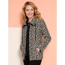 Fleecejacke Classic Basics, Damen, Gr. 38, beige (sand, schwarz, bedruckt), 100% Polyester, gemustert, mehrfarbig, Jacken Fleecejacke