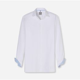Businesshemd OLYMP "Luxor", Herren, Gr. 40, N-Gr, wei&szlig;, Web, Obermaterial: 64% Baumwolle, 27% Polyester, 9% Elasthan, gemustert, unifarben, comfort fit normal, 2-Knopf-Manschette verstellbar, Hemden, New Kentkragen, comfort fit, Climate Control