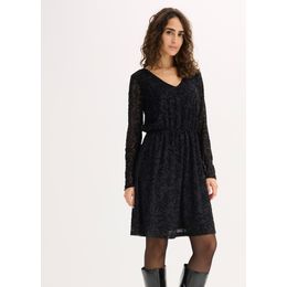 bonprix Jerseykleid aus Samt, schwarz, Gr.48/50 (XL), Modernes Kleid mit Druck aus Samt